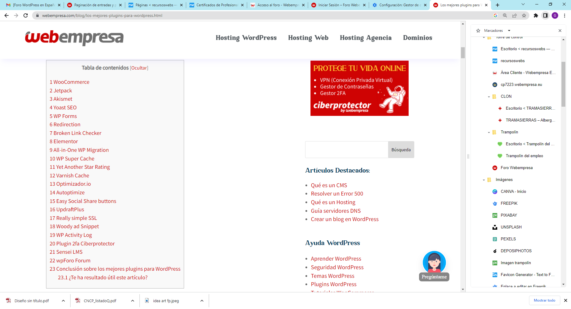 Insertar tabla de contenidos y relación de artículos – – Administración ...