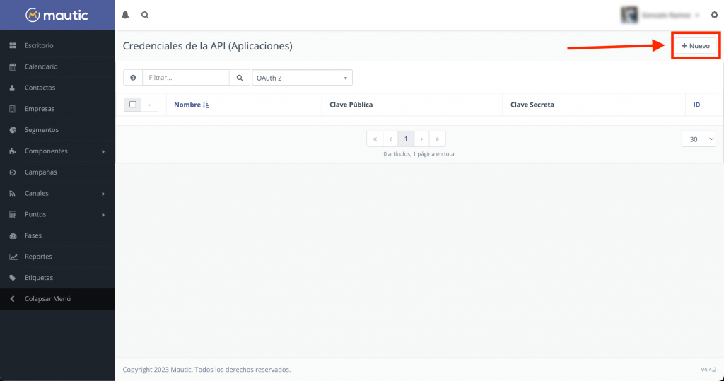 Crear API key en Mautic para aplicaciones externas - Guías Mautic ...