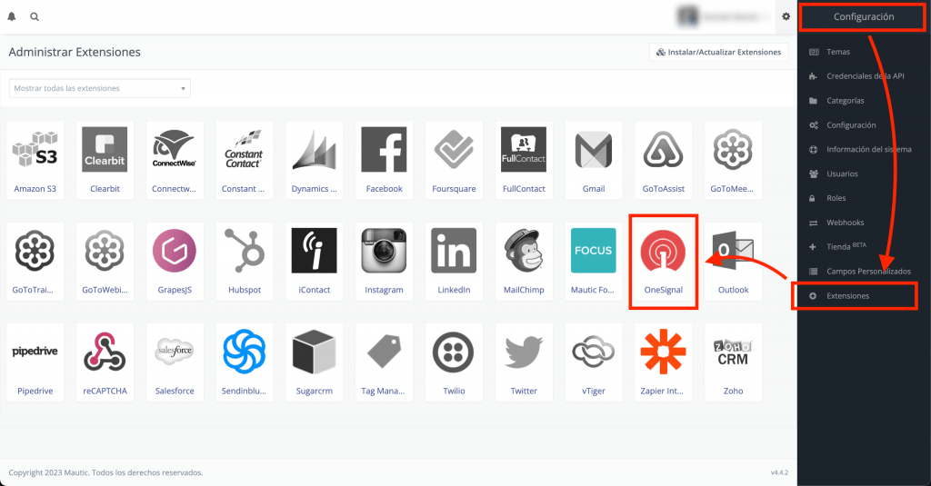 Conectar Mautic con OneSignal - Guías Mautic Webempresa