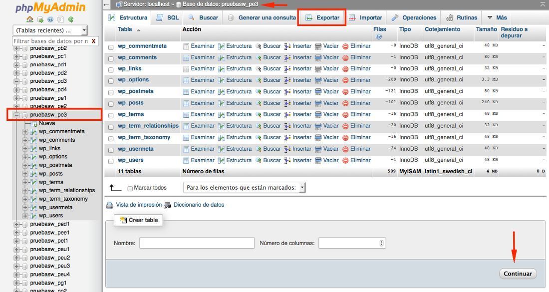 Exportar bases de datos desde el Panel de Hosting (cPanel)