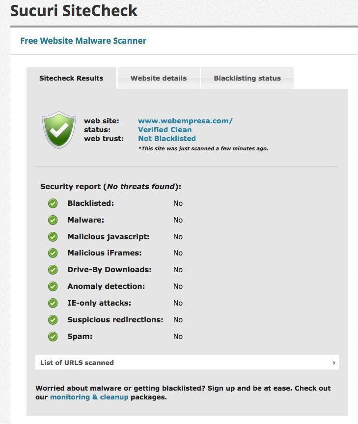 Escanear WordPress con el plugin Sucuri Malware SiteCheck
