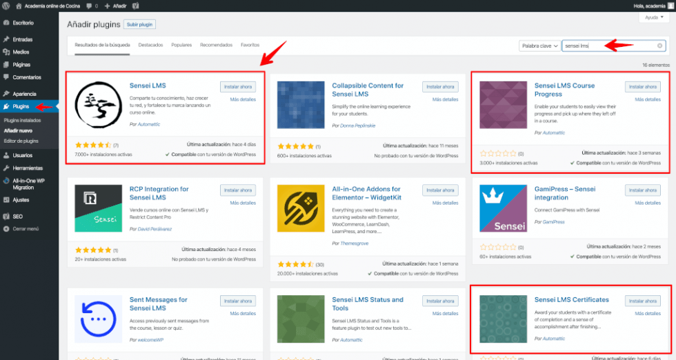 Instalación y configuración de Sensei LMS - Webempresa