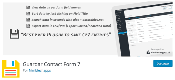 Contact Form 7 en WordPress con CFDB7