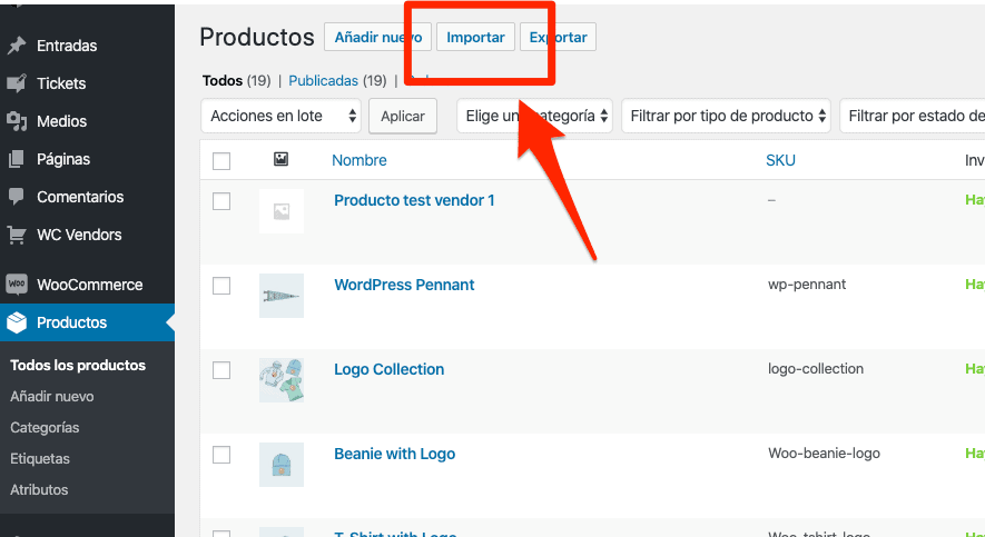 Cómo importar y exportar productos en WooCommerce